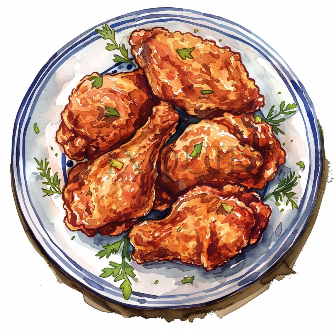 Watercolor Fried Chicken Clipart | Food Graphics (jpgs) - Etsy