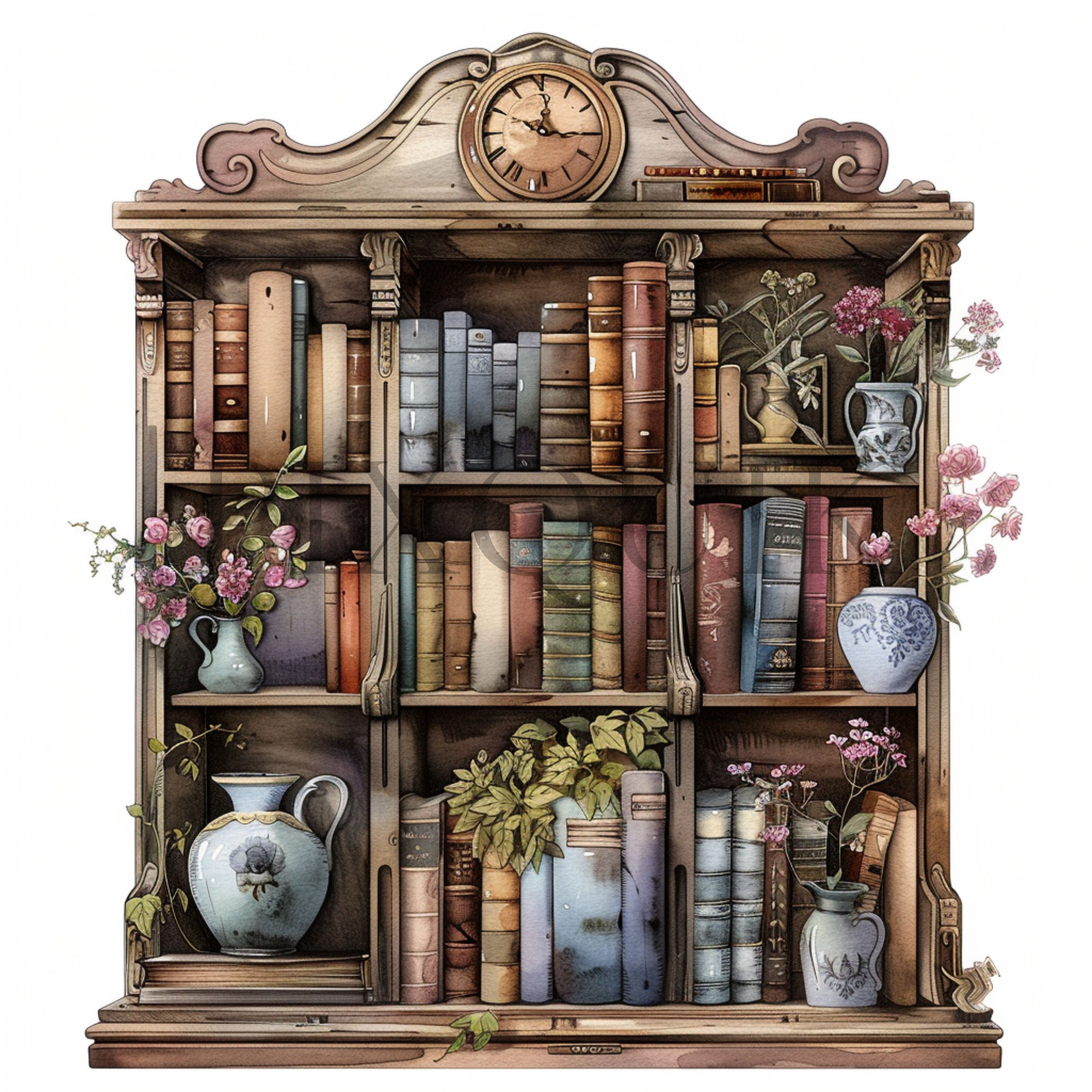 Victorian Style Bookcase Clipart High Quality JPG Commercial Use ...
