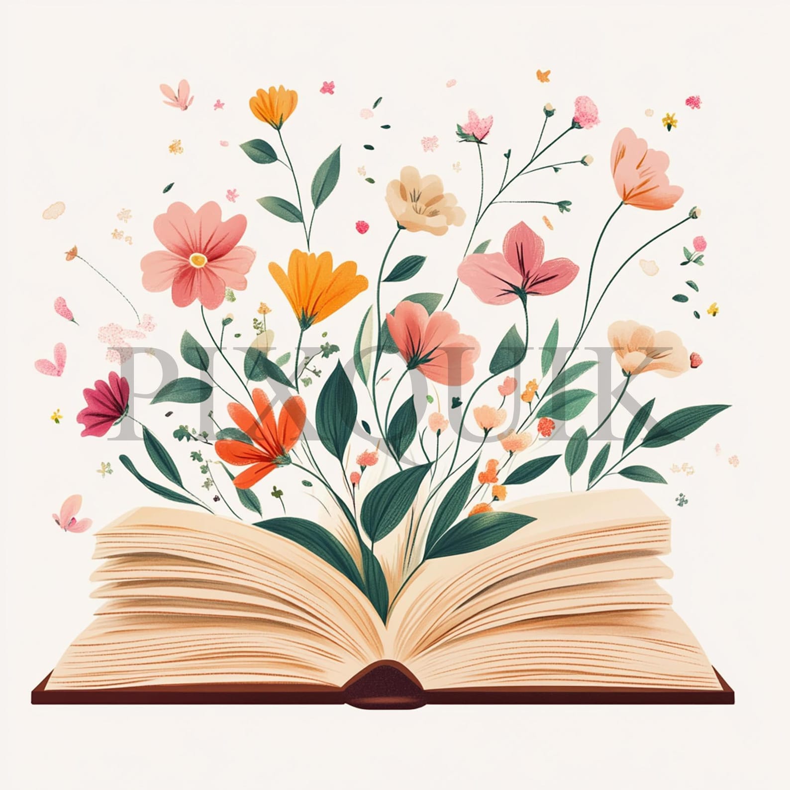 Floral Open Book Clipart: Vintage Watercolor Illustration (JPG & PNG ...