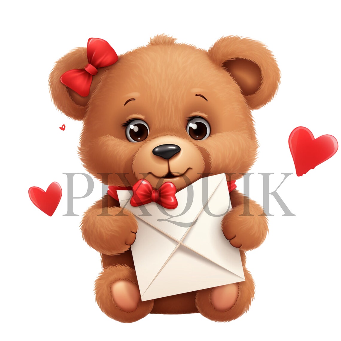 Valentines Teddy Bear Clipart Cute Teddy Bear Digital Download Card ...