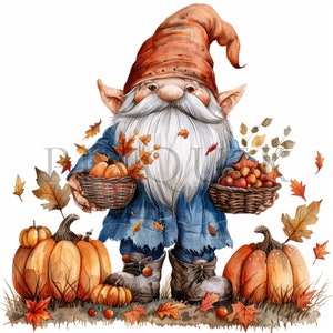 Thanksgiving Gnome Clipart | Fall Watercolor Gnomes (digital Download ...