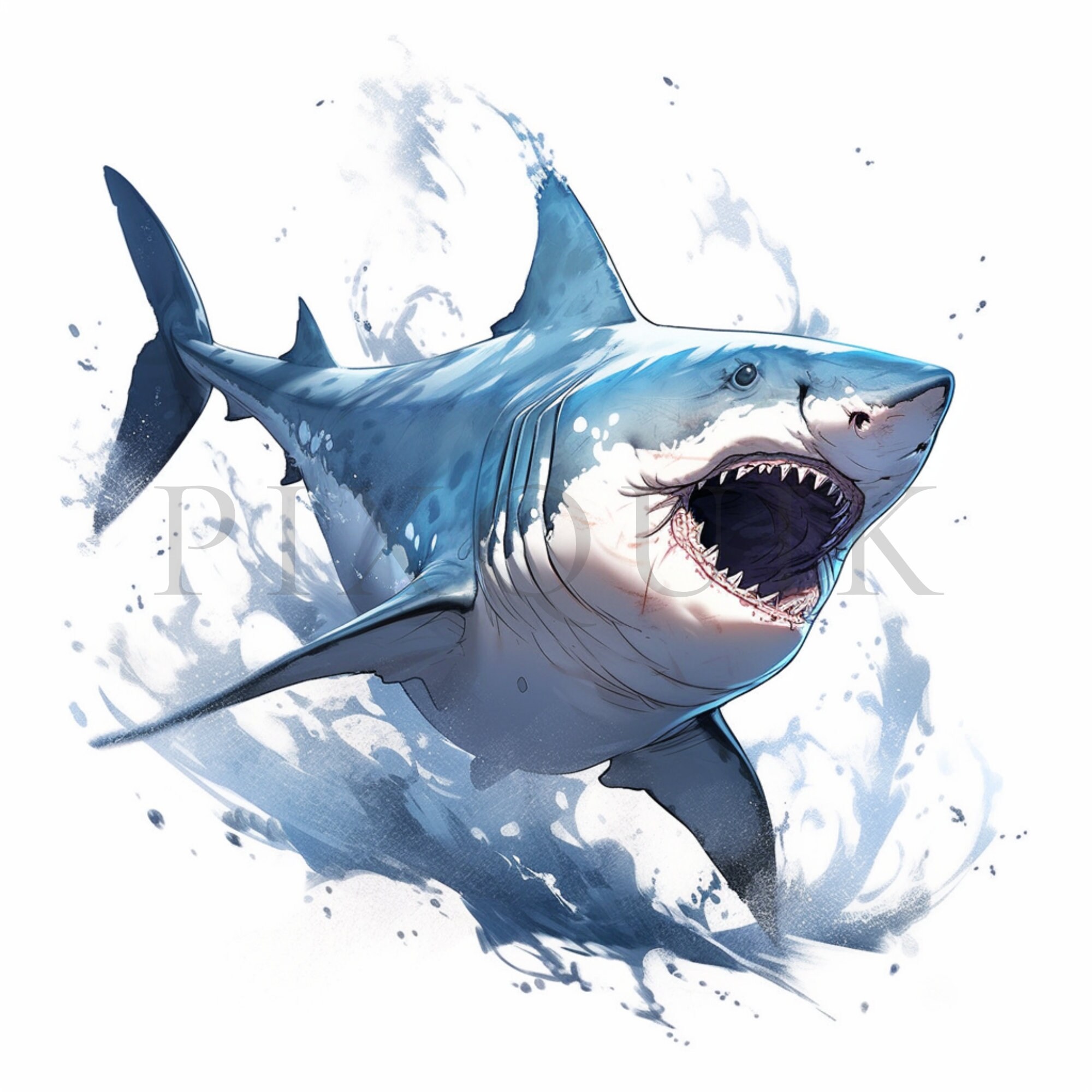 Watercolor Shark Clipart 10 High Quality Jpgs Shark Clipart Whale Shark ...