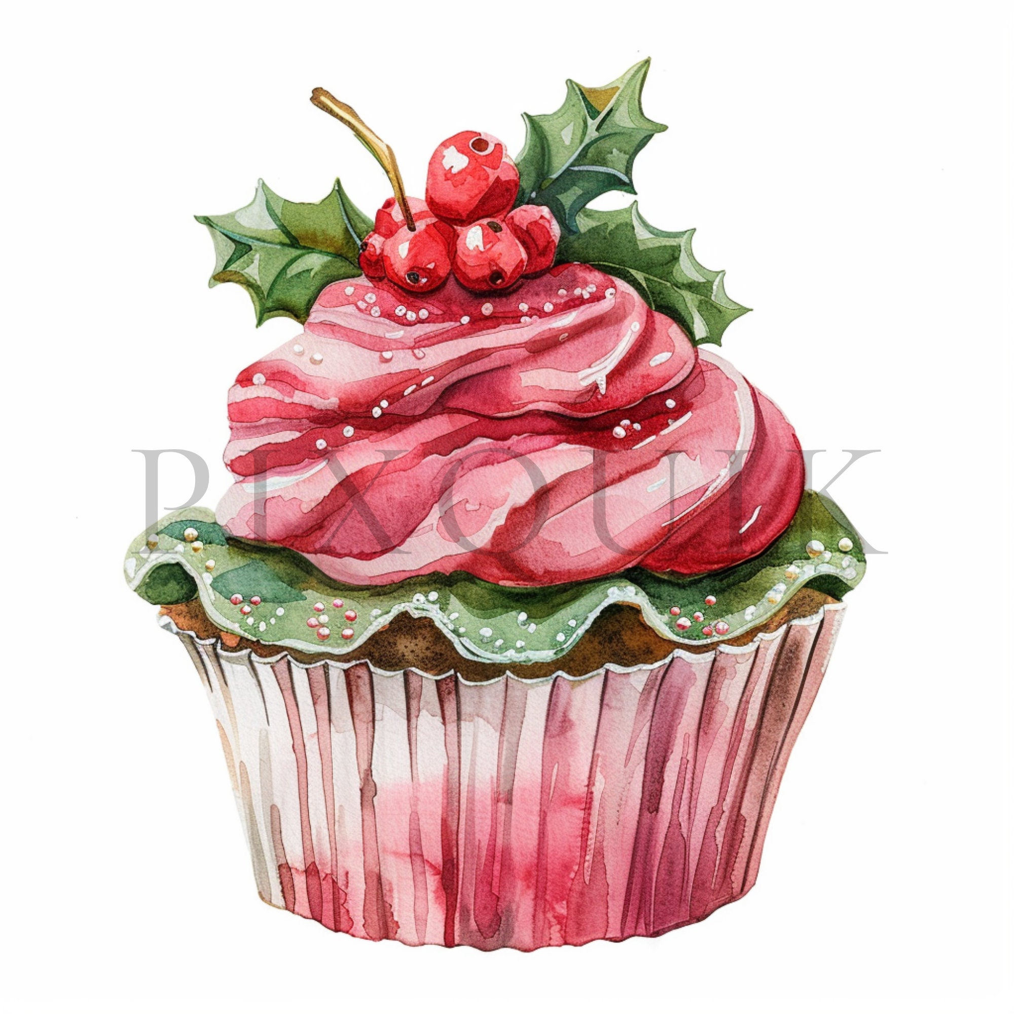 Christmas Cupcake Clipart | 10 High Quality Jpgs | Digital Download ...