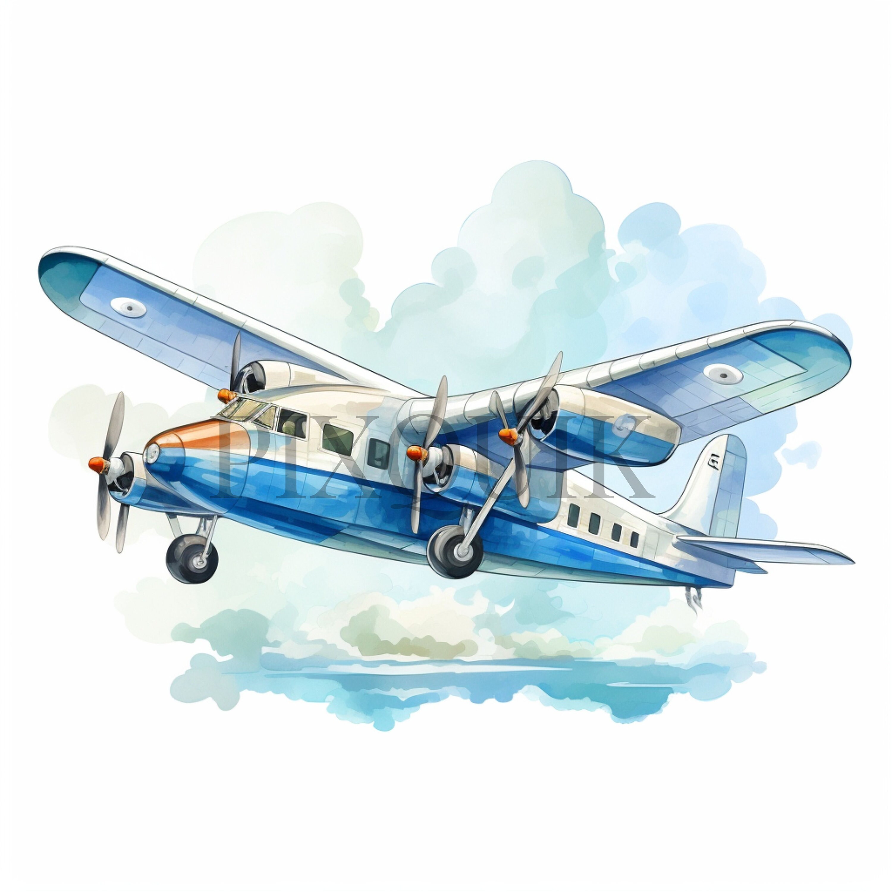 Watercolor Airplane Clipart 10 High Quality Jpgs Airplane Clip Art ...