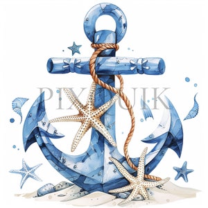 Nautical Anchor Clipart Set | 10 High Quality Jpgs | Anchor Graphics ...