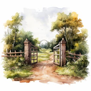 Watercolor Countryside Clipart | 10 High Quality Jpg's | Digital ...