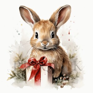 Holiday Rabbit Clipart | 10 High Quality Jpgs | Digital Download ...