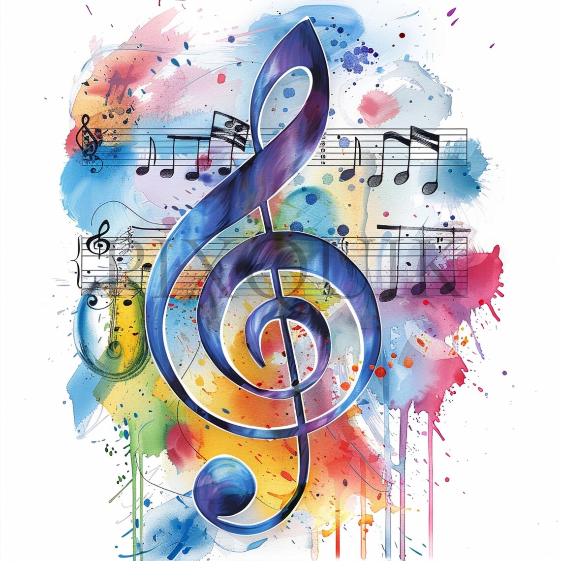 Watercolor Music Notes Clipart 10 High Quality Jpgs Digital Download ...