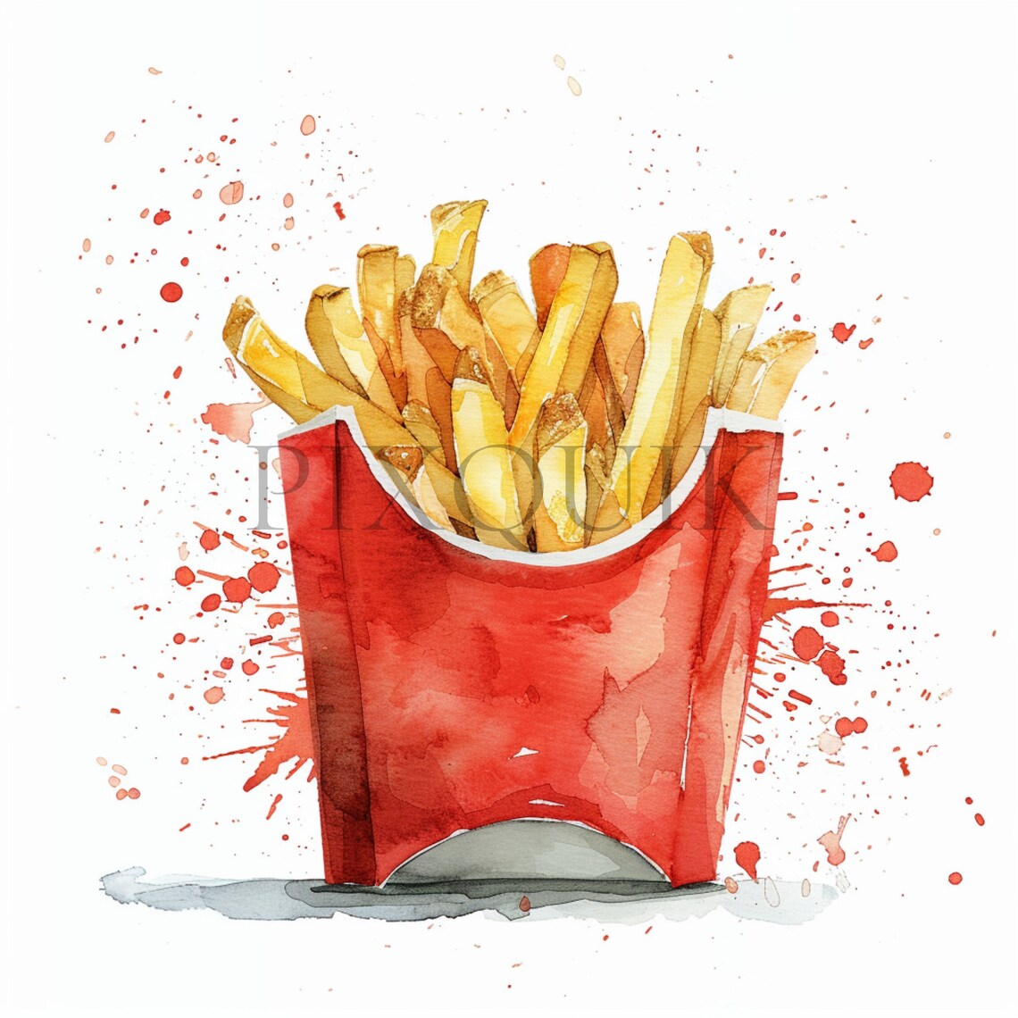 Watercolor French Fries Clipart 10 High Quality Jpgs Food Clipart Junk ...