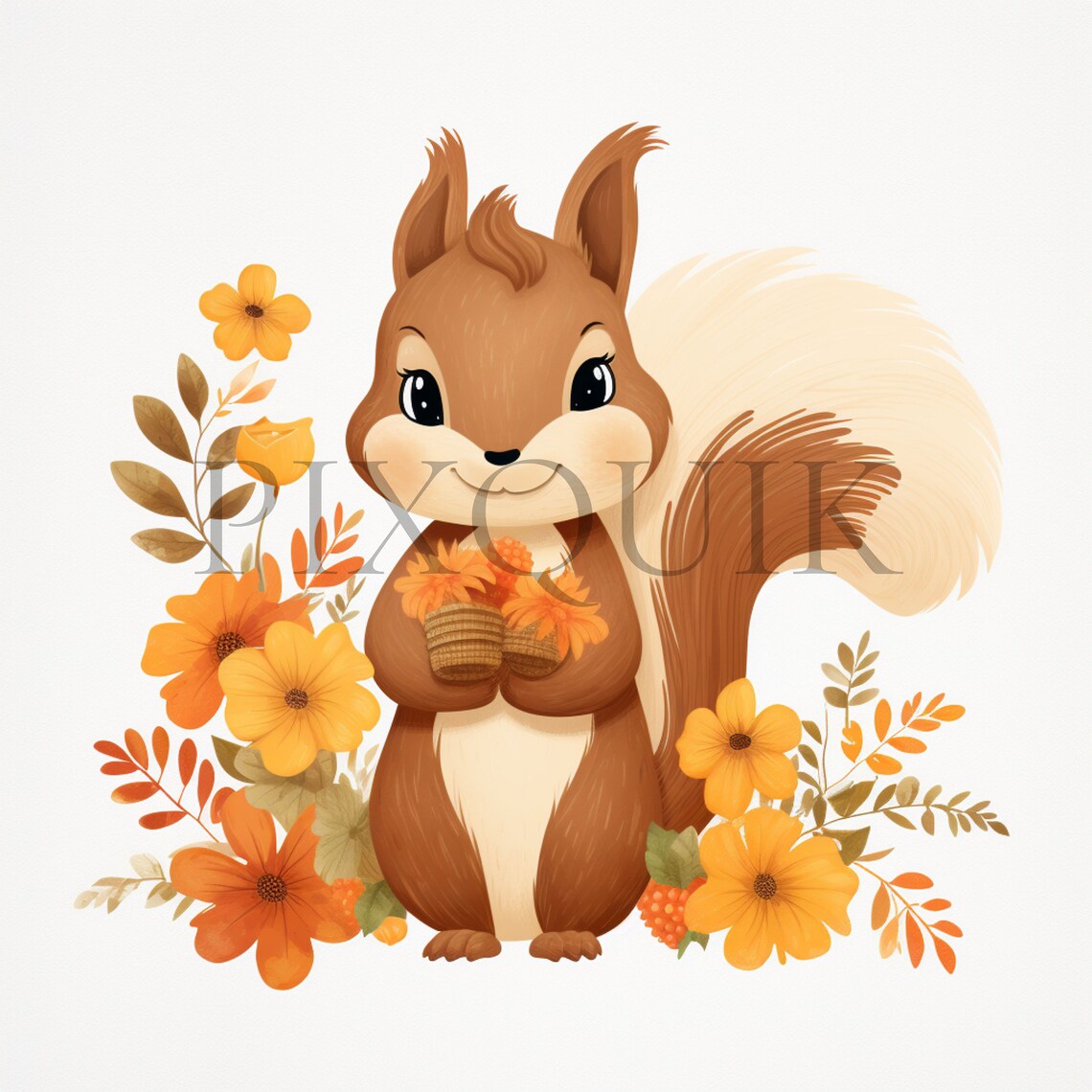 Cute Fall Squirrel Clipart | 10 JPG Illustrations (instant Download) - Etsy