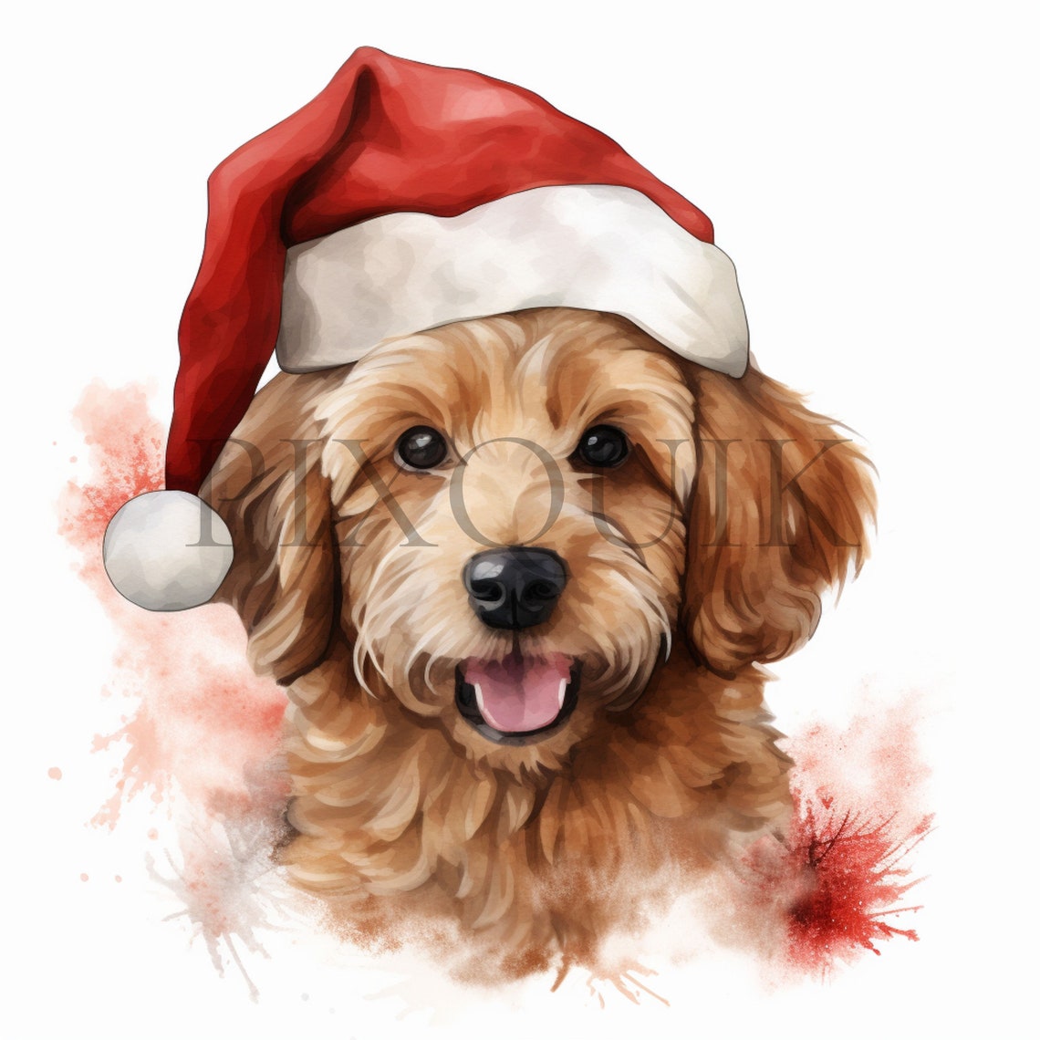 Watercolor Holiday Dog Clipart 10 High Quality Jpgs Christmas Dog Dog ...