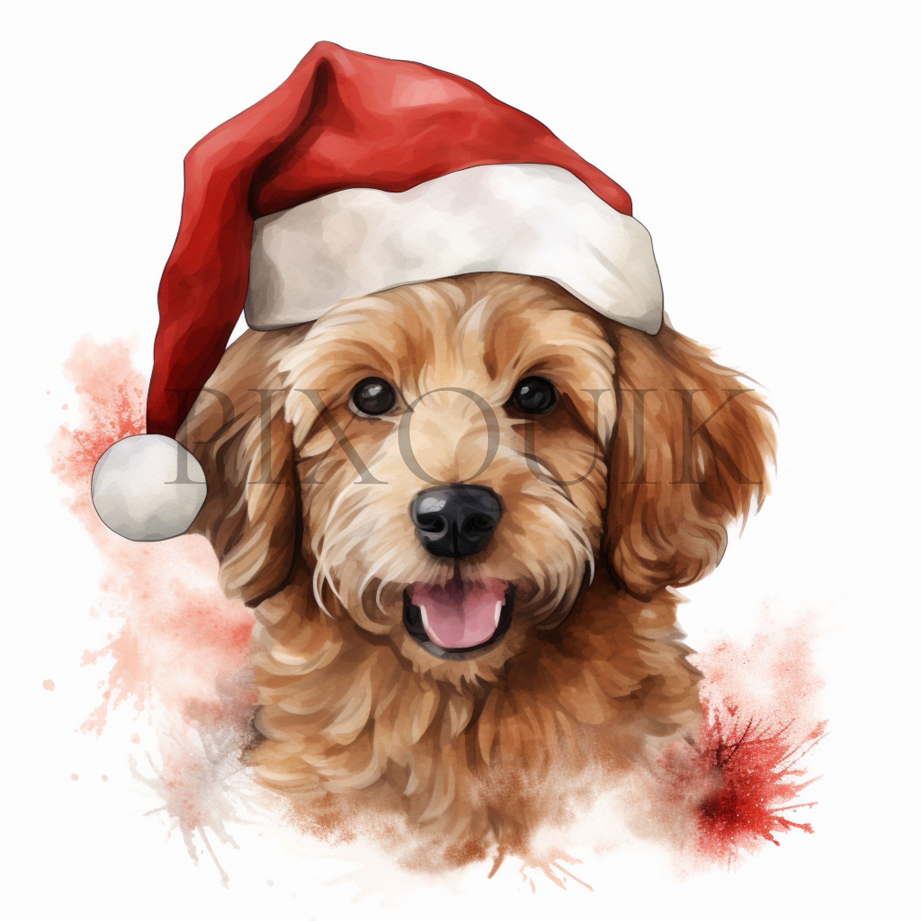 Watercolor Christmas Dog Clipart | Holiday Puppy Jpgs (digital Download ...