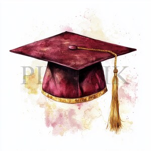 Maroon Graduation Cap Clipart - 10 High Quality Jpgs | Digital Download ...