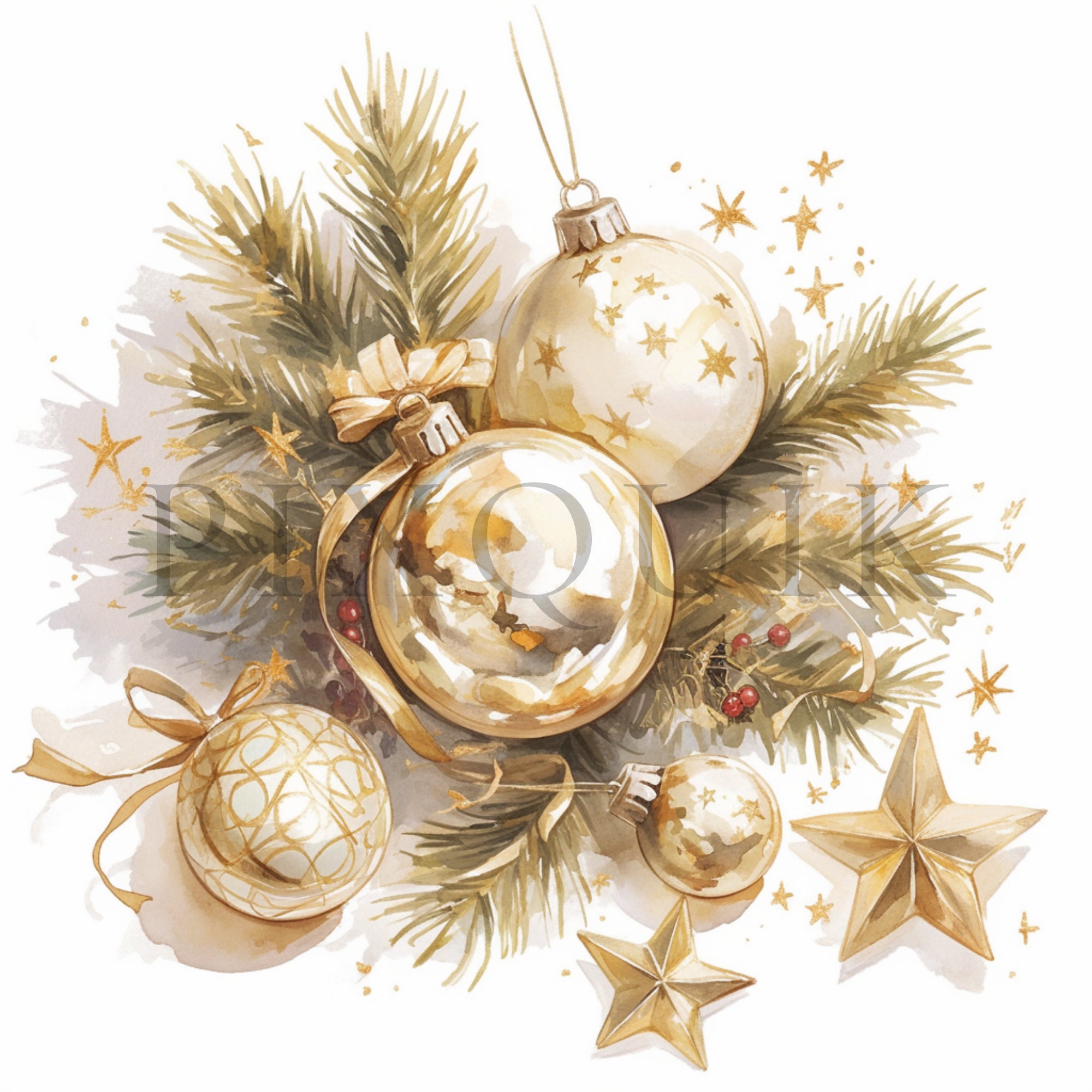 Holiday Gold Clipart | 10 High Quality Jpgs | Instant Digital Download ...