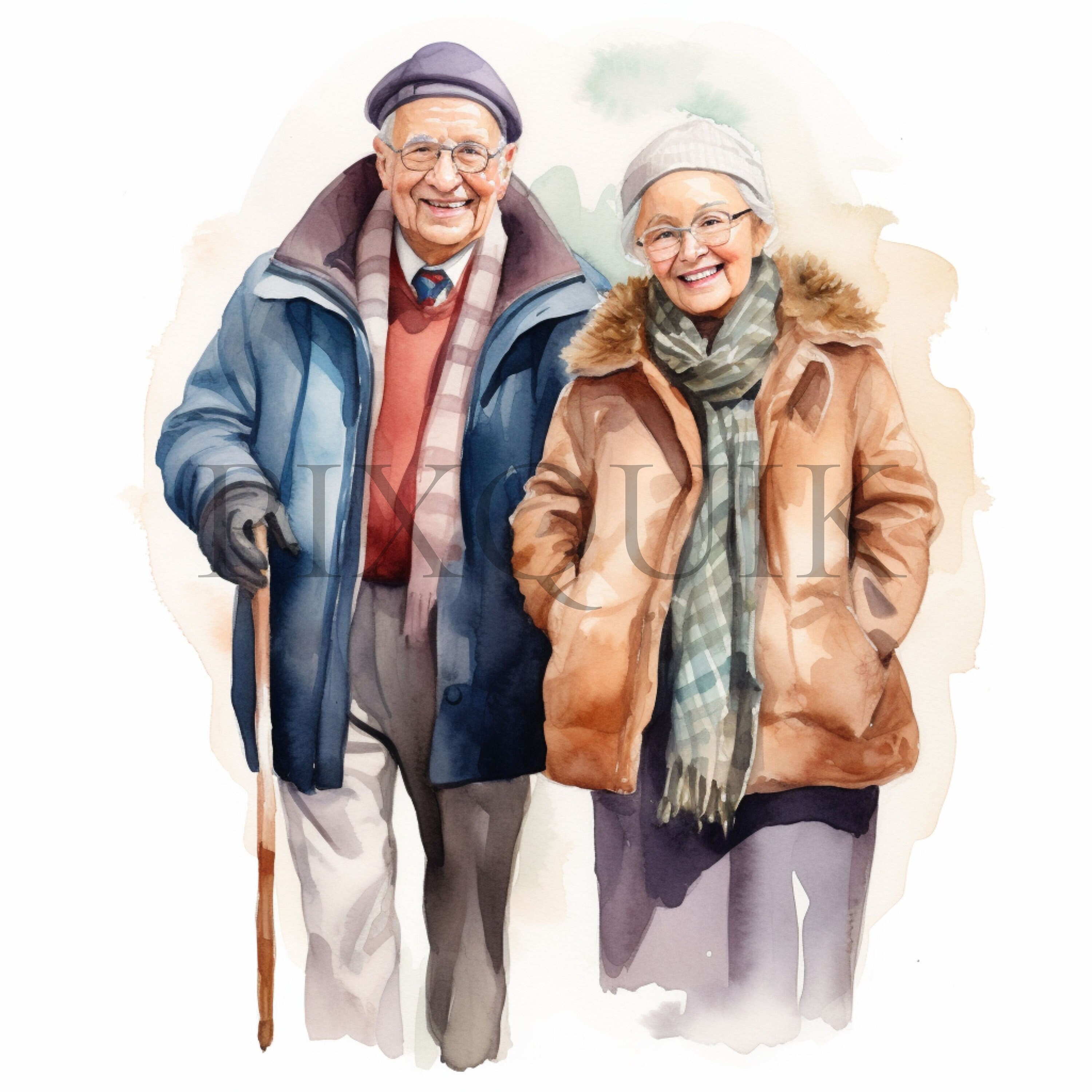 Elderly People Clipart 10 High-quality Jpg's watercolor Grandmother ...