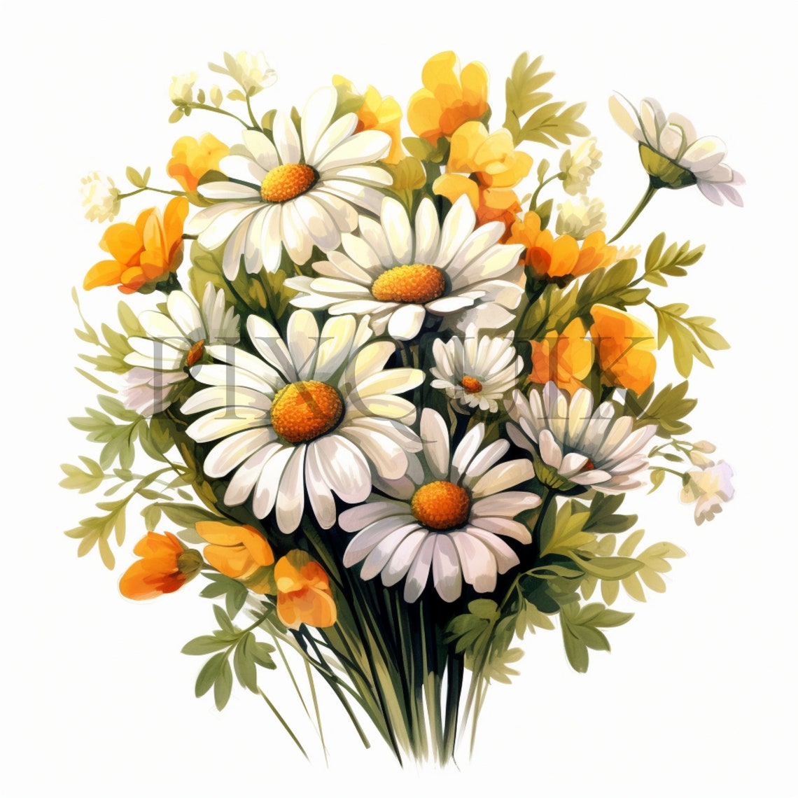 Bouquet of Daisies Clipart Set 10 High Quality Jpgs Daisy Flower Art ...