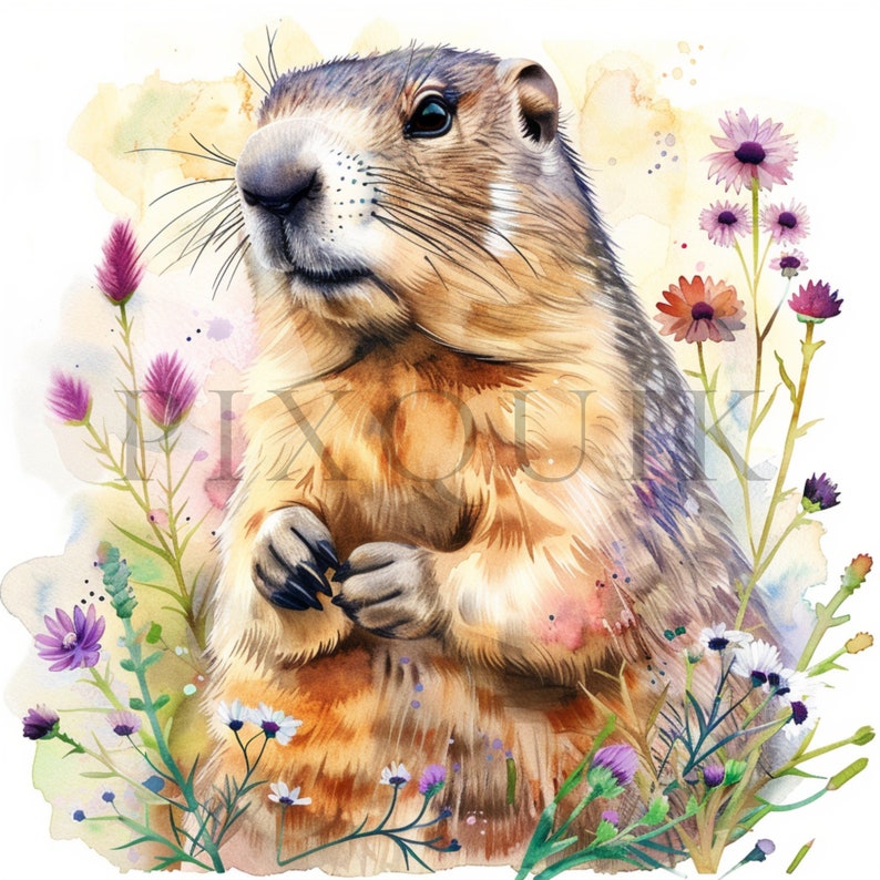 Groundhog Watercolor Clipart | Groundhog's Day JPG (digital Download ...