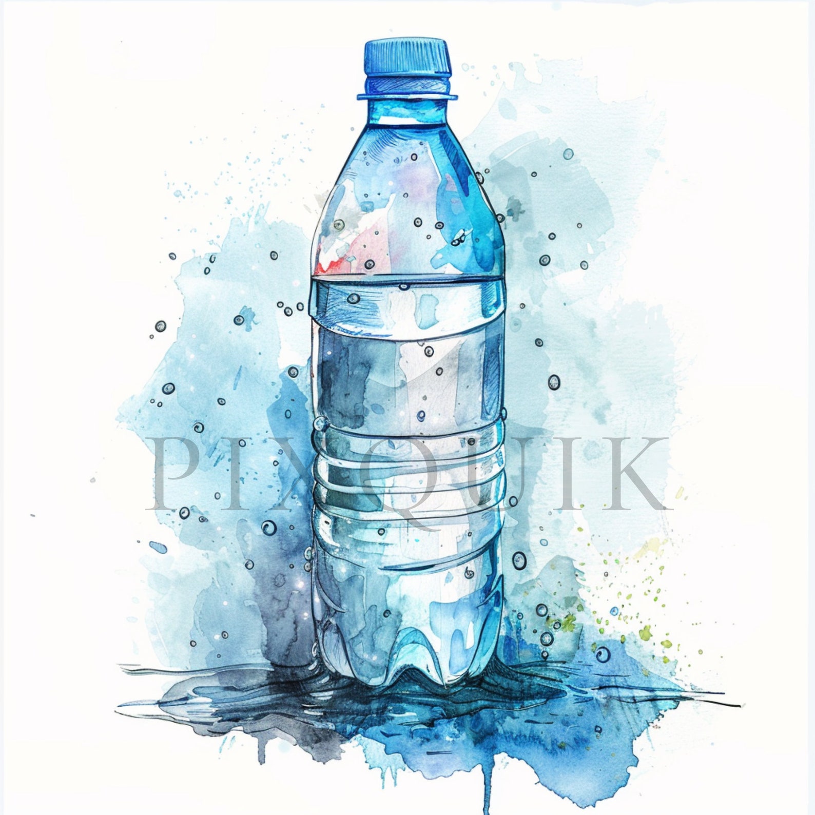 Watercolor Water Bottle Clipart 10 High Quality Jpgs Instant Digital ...