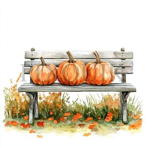 Autumn Bench Clipart | 10 High Quality Jpg's | Cozy Fall Bench ...