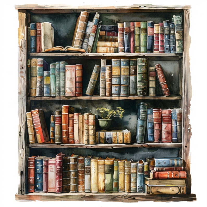 Watercolor Library Books Clipart 10 High Quality Jpgs Library Clipart ...