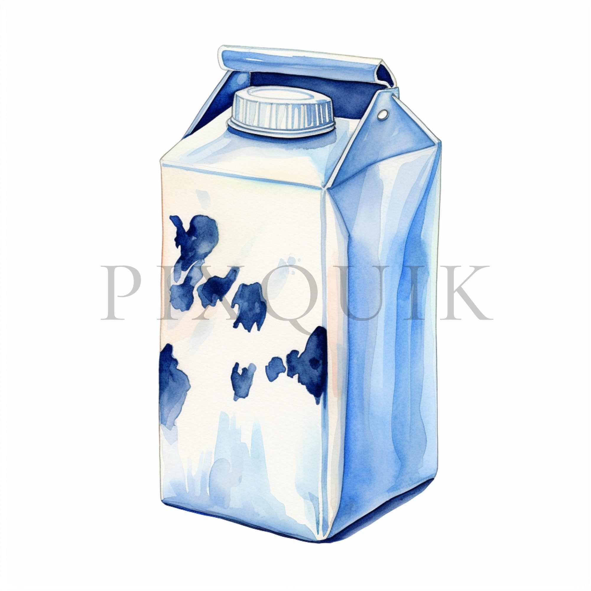 Watercolor Milk Carton Clipart | 10 Jpgs, Commercial Use (digital ...