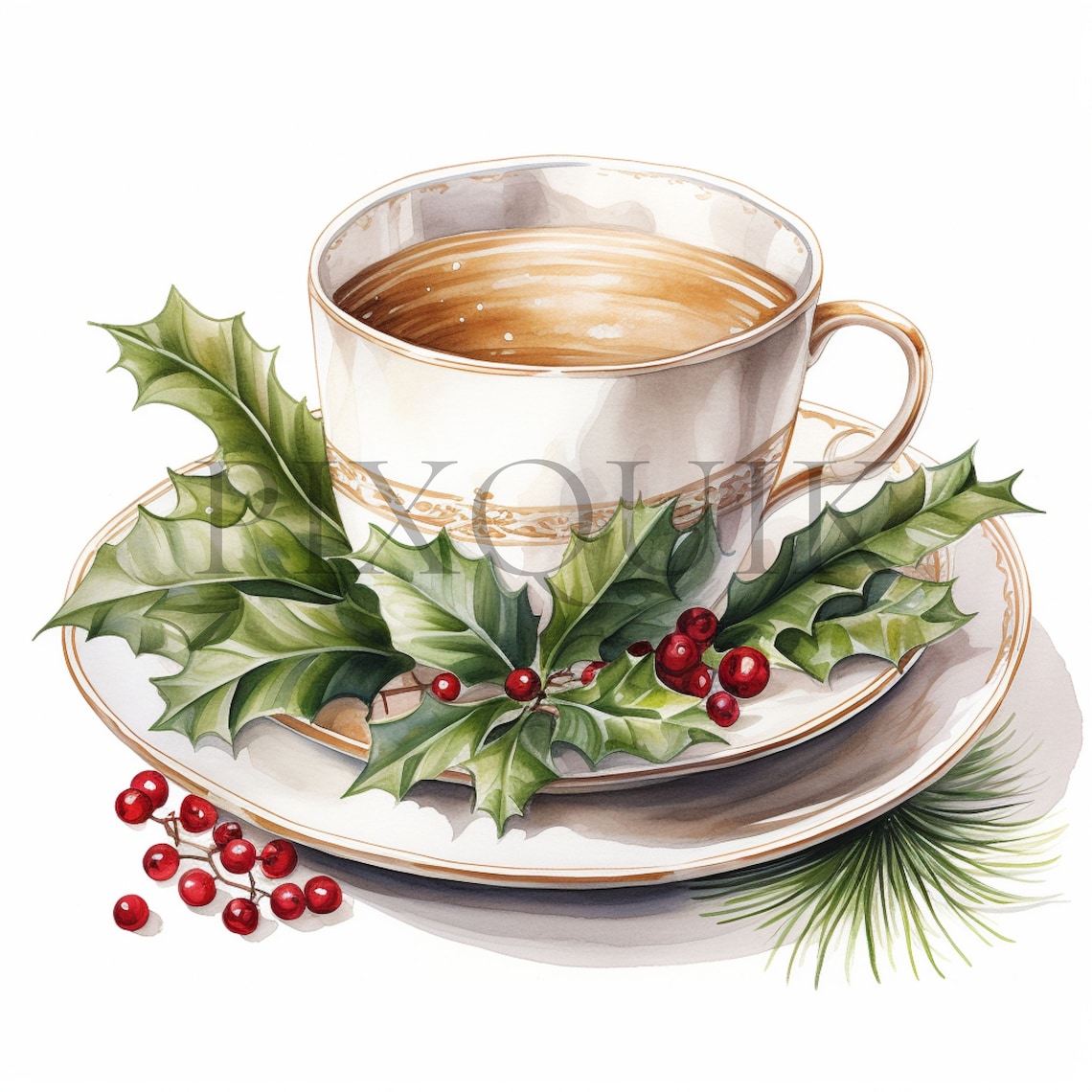 Holiday Tea Clipart 10 High Quality Jpgs Digital Download Christmas Tea ...