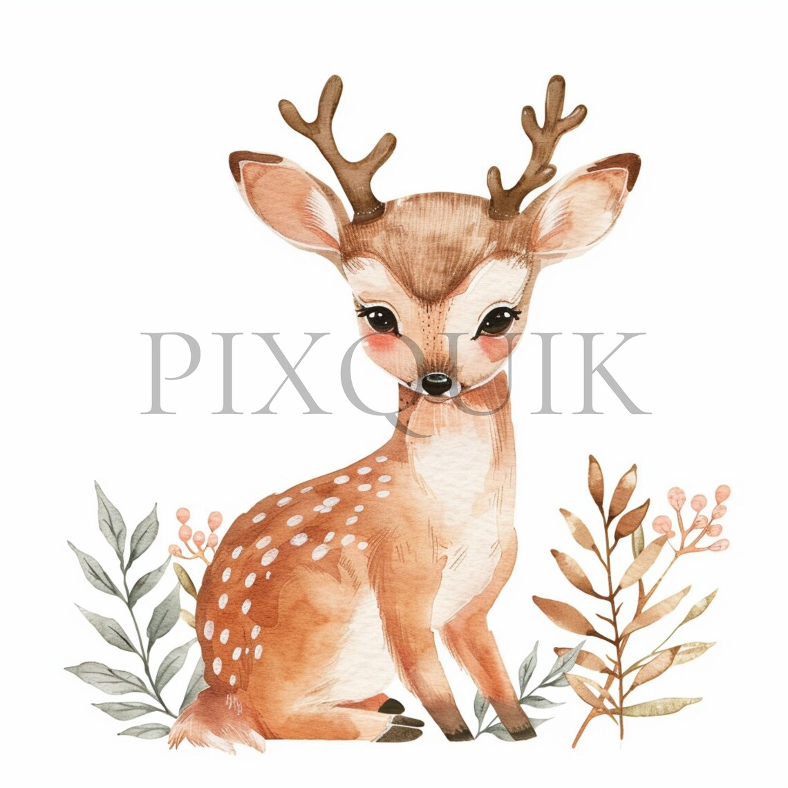 Watercolor Deer Clipart | Woodland Animal Graphics (digital Download ...