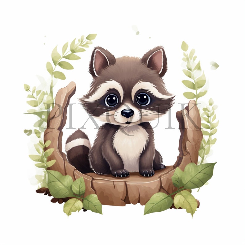 Raccoon Clipart Woodland Animal Clipart 10 High Quality JPG Cute ...