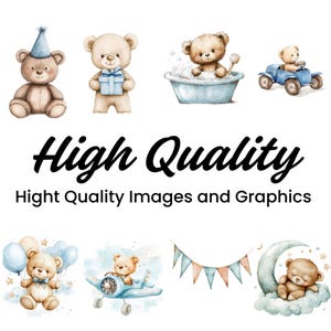 Blue Teddy Bear Clipart Bundle | 160+ Jpg's AND PNG Files | Card Making ...