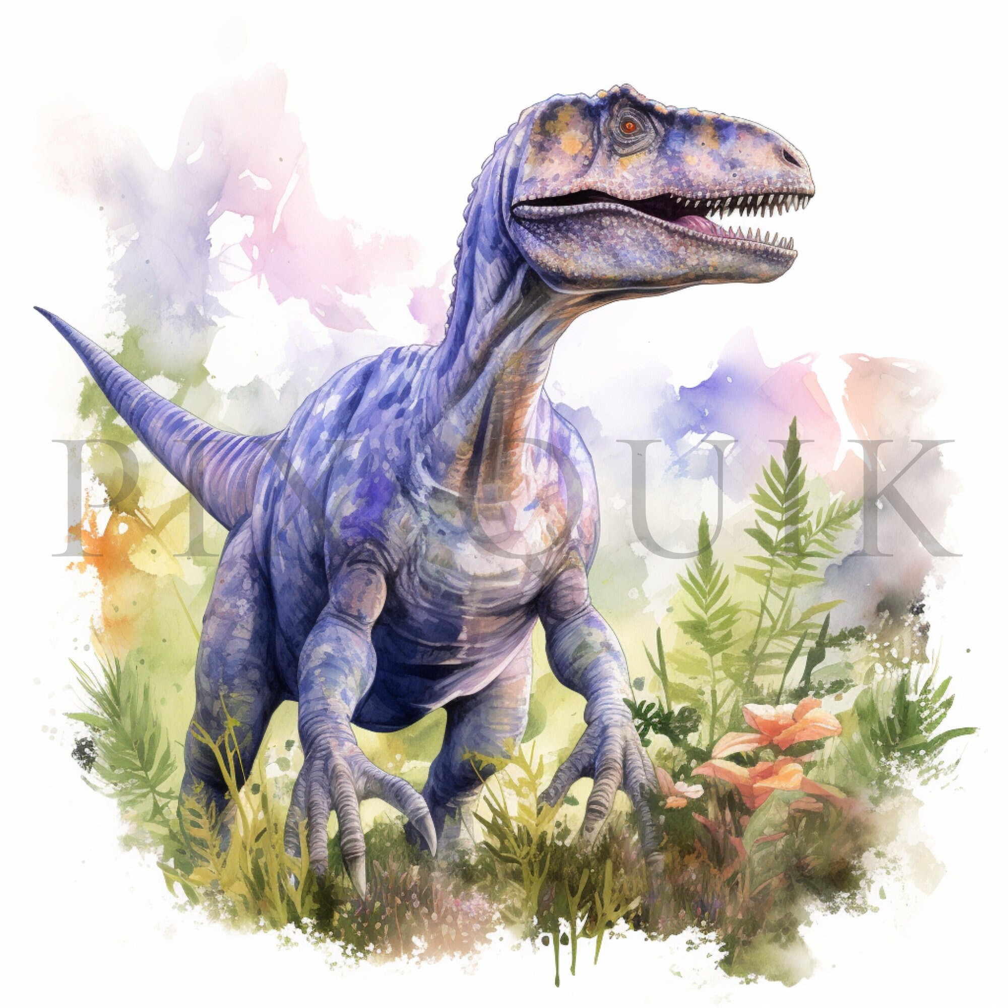 Watercolor Dinosaur Clipart 10 High Quality Jpgs Dinosaur Clipart Card ...