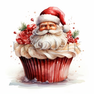 Santa Cupcake Clipart 10 High Quality Jpgs Digital Download Card Making ...