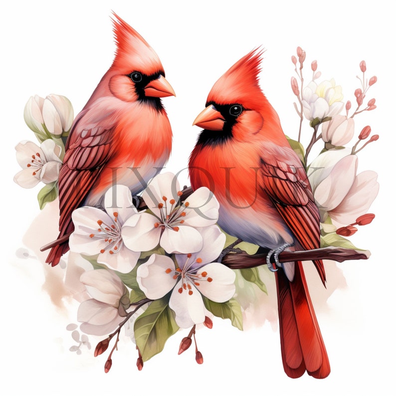 Cardinal Friends Flowers Clipart 10 High Quality Jpgs Commercial Use ...