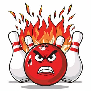 Watercolor Bowling Pin Clipart | 10 High Quality Jpgs | Fire Bowling ...