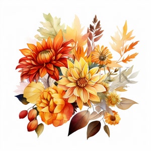 Autumn Flowers Clipart | 10 High Quality Jpgs | Digital Download ...