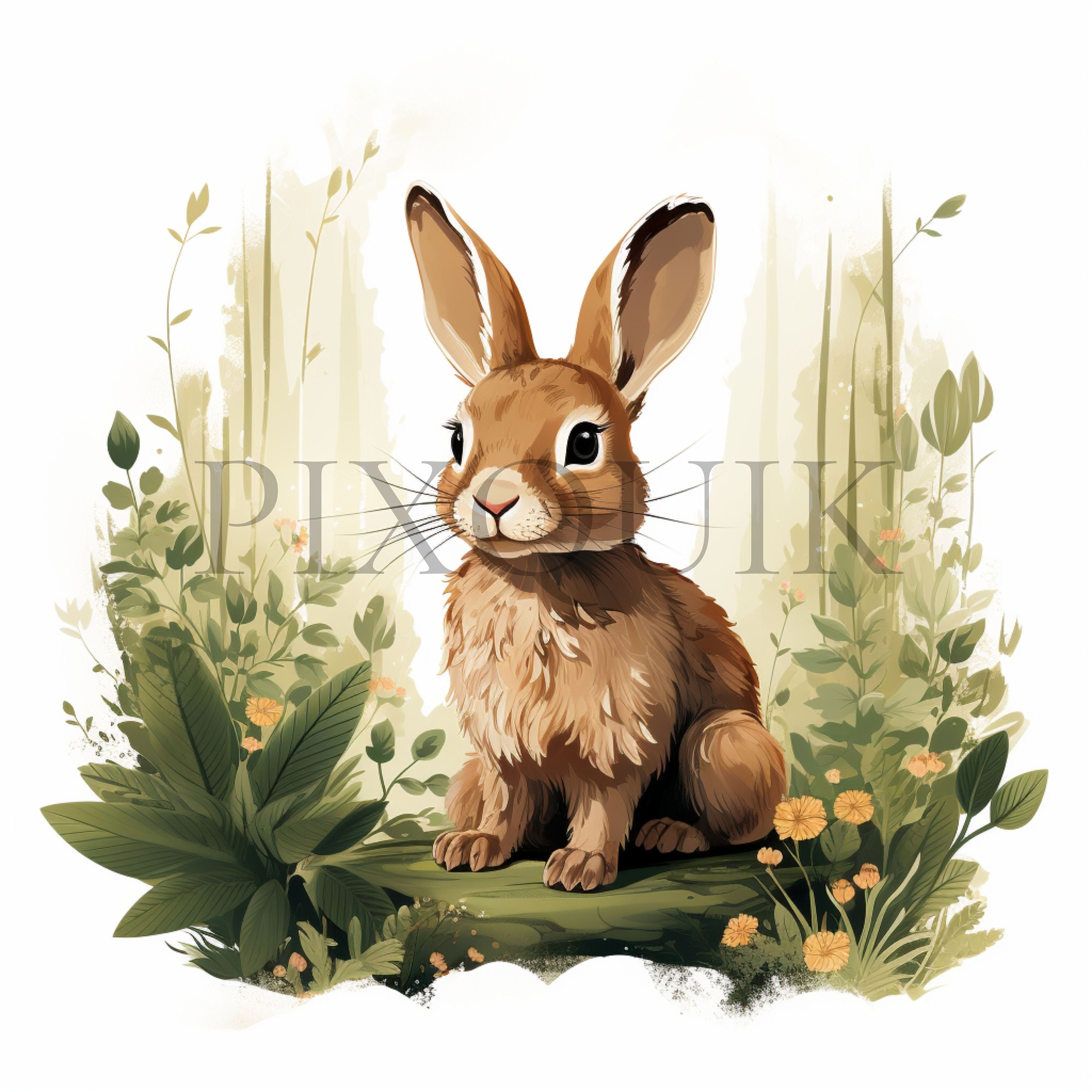 Cute Rabbit Clipart | Woodland Animals JPG (digital Download) - Etsy