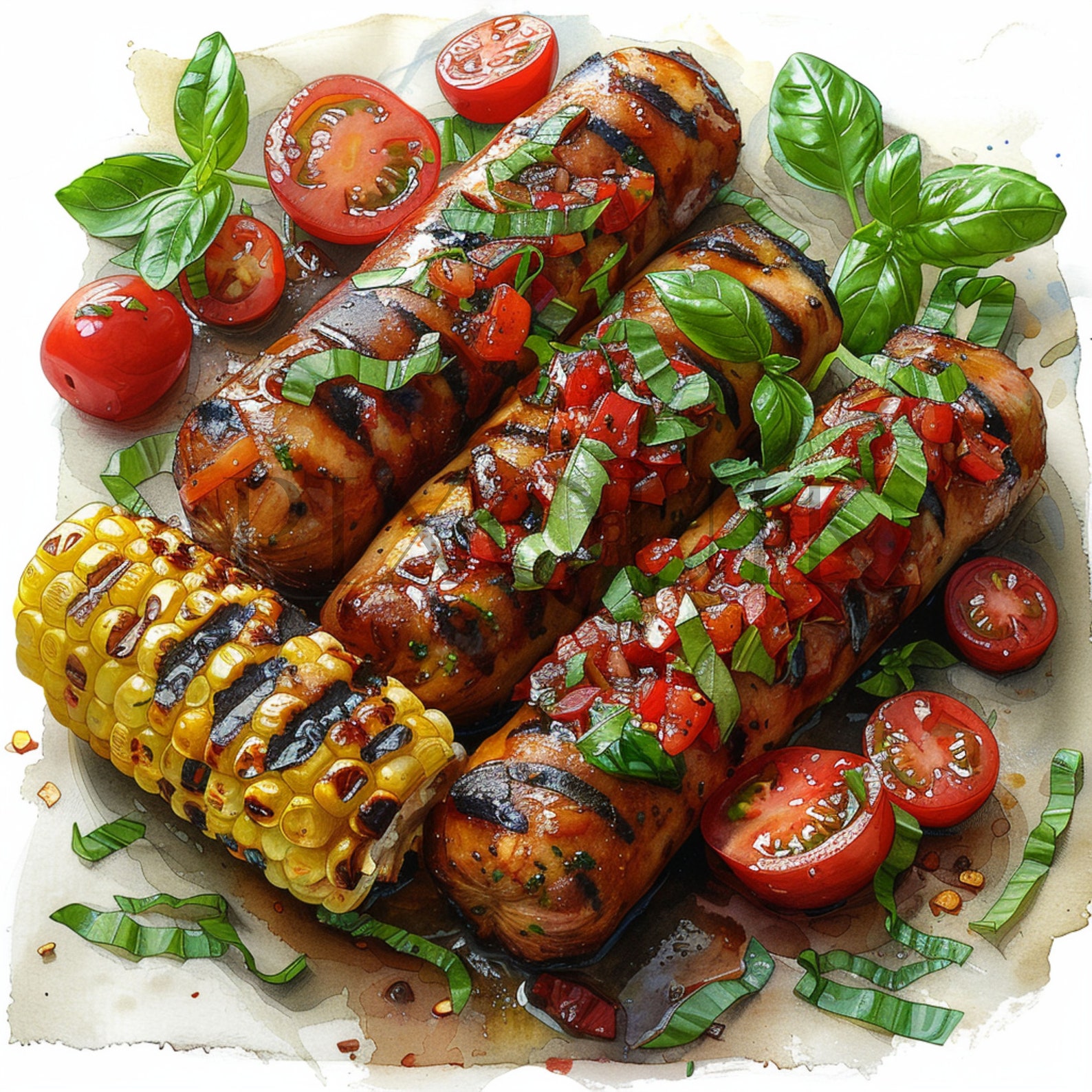 Watercolor Corn Dog Clipart 10 High-quality Jpgs Corndog Clipart Set ...