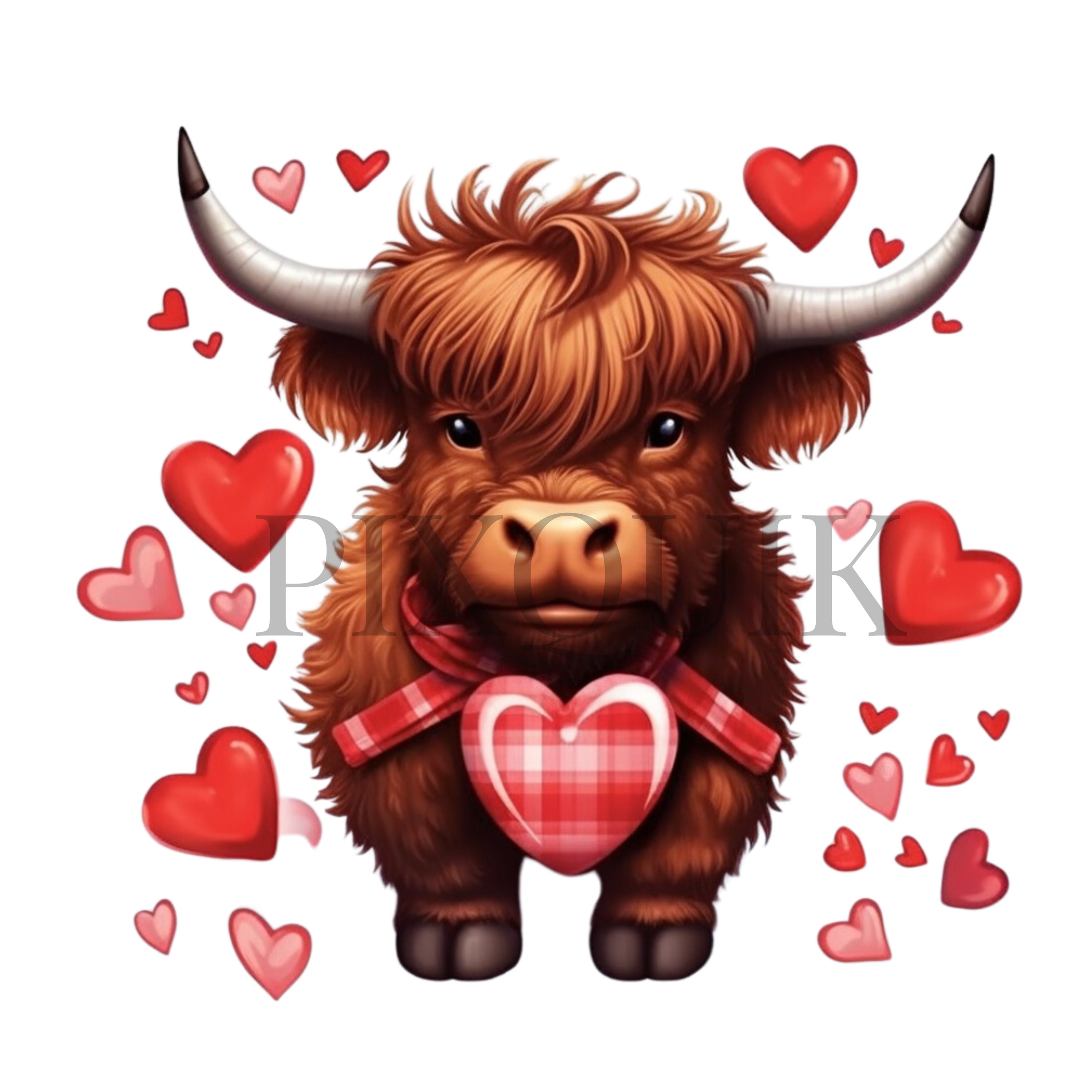 Valentines Highland Cow Clipart Bundle Scottish Highland Cow Set of 10 ...