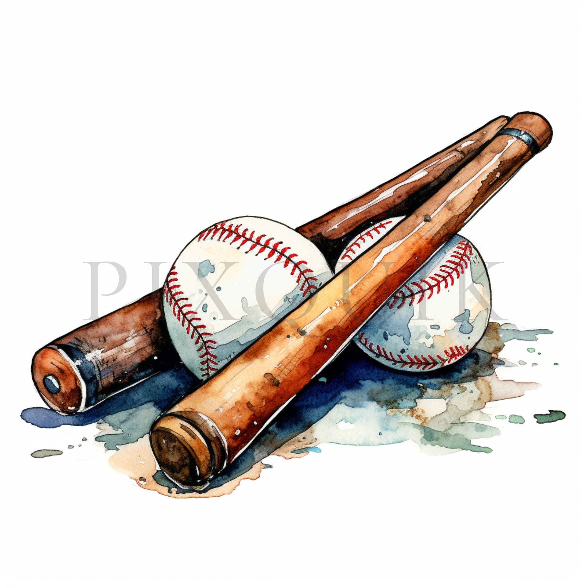 Baseball Bat and Ball Clipart 10 High Quality Jpgs Instant Digital ...