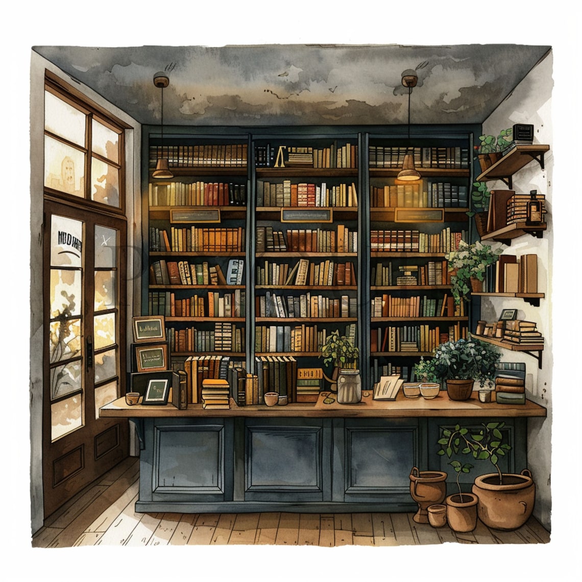 Watercolor Bookstore Clipart 10 High Quality Jpgs Bookstore Clipart ...