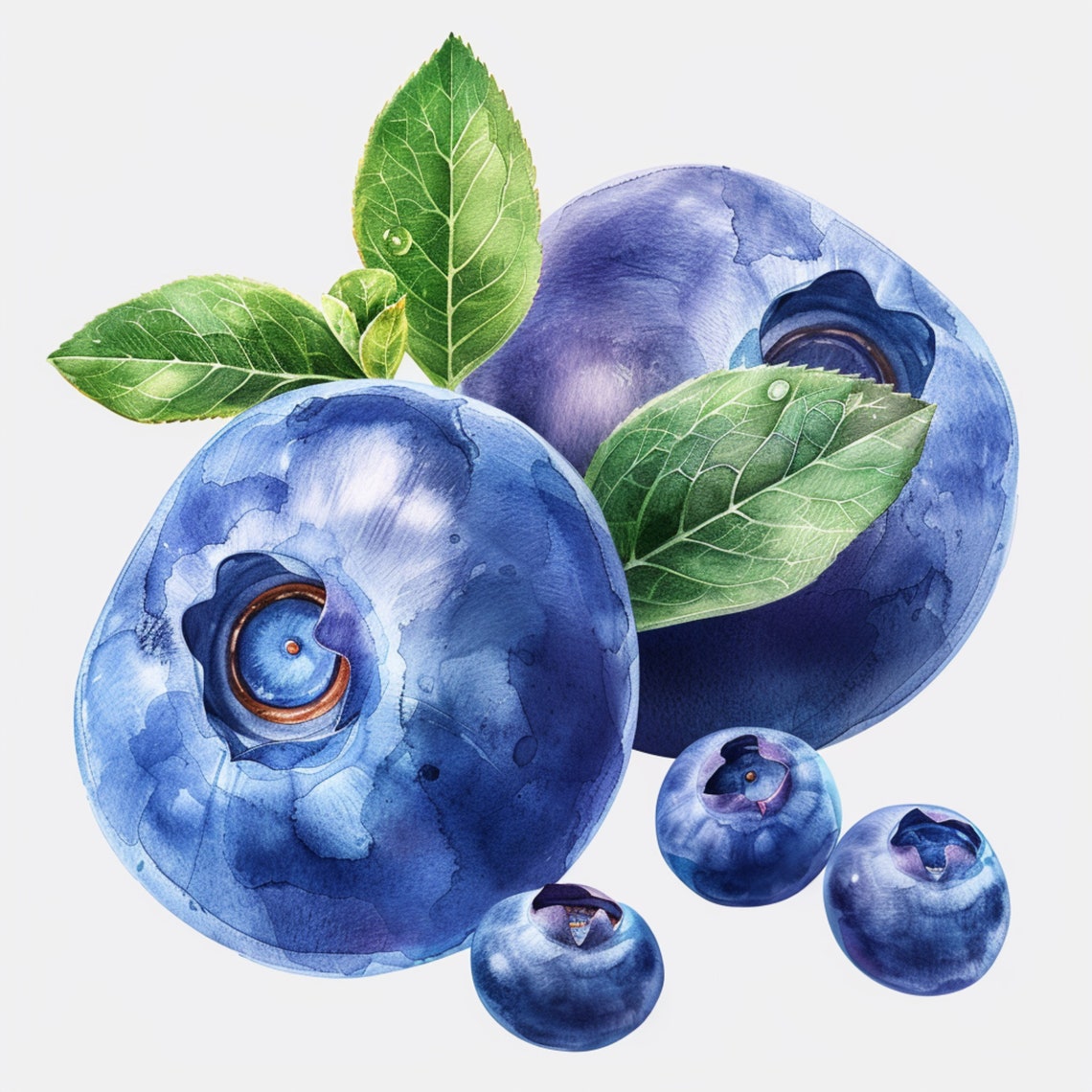 Watercolor Blueberries Clipart 10 High Quality Jpgs Digital Download ...