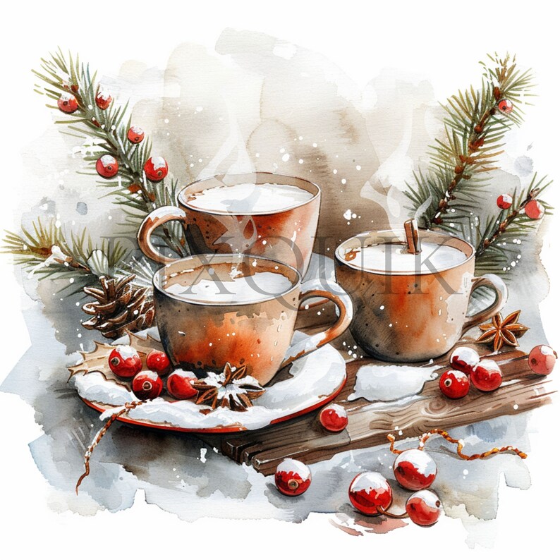 Holiday Tea Clipart | 10 High Quality Jpgs | Digital Download ...