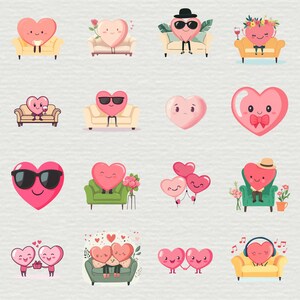 Pink Heart Valentine Clipart Bundle | 84 Romantic Graphics (digital ...