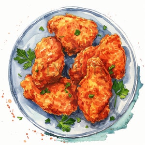 Watercolor Fried Chicken Clipart | 10 High Quality Jpgs | Fried Chicken ...