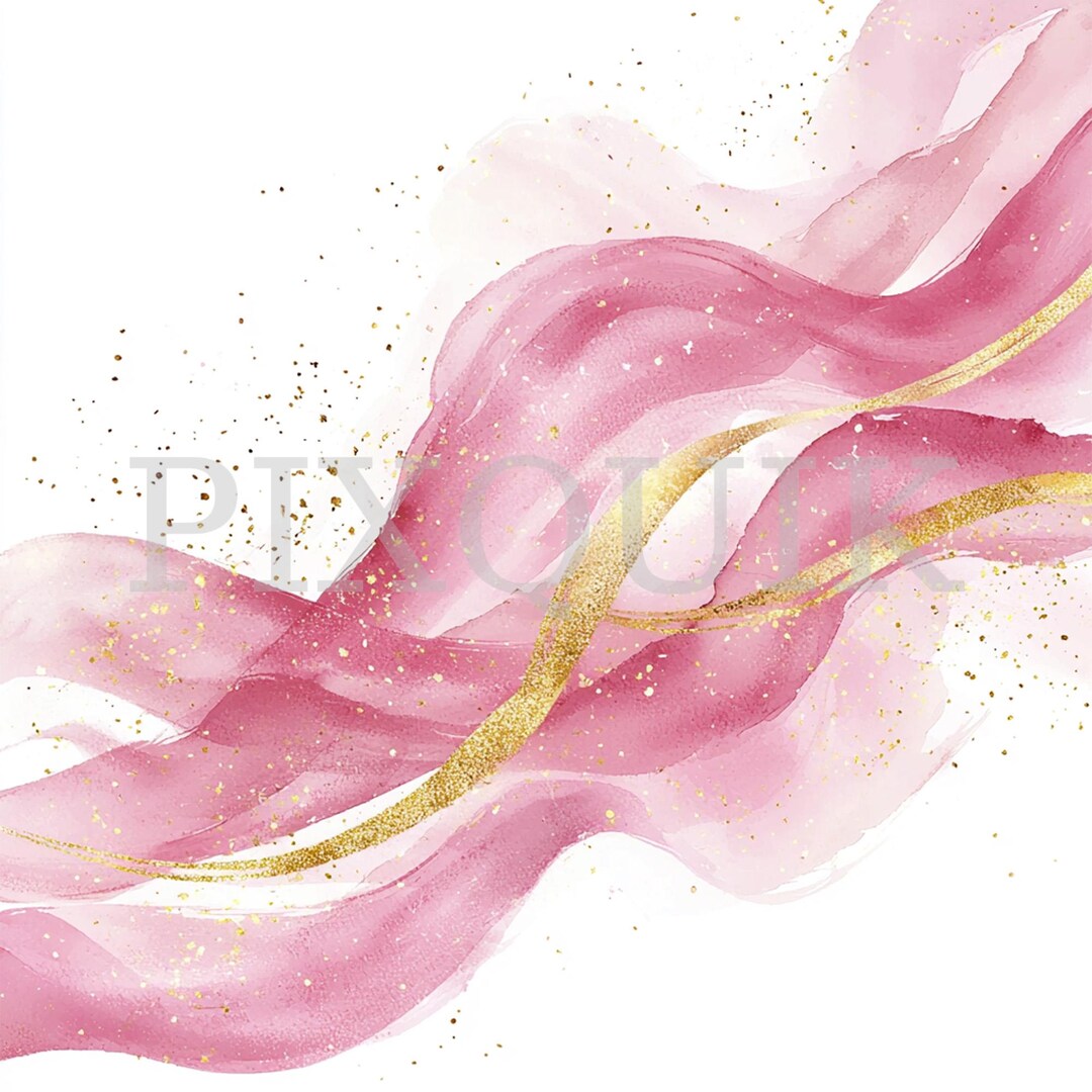 Pink Streamers With Subtle Gold Sparkles | 2025 Clip Art | New Year ...