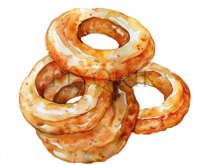 12 Watercolor Onion Rings Clipart PNGJPGPDF Digital Images Graphics ...