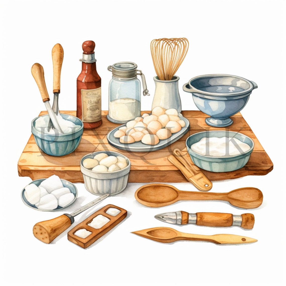 Watercolor Baking Clipart 10 High Quality Jpgs Digital Download Bakery ...