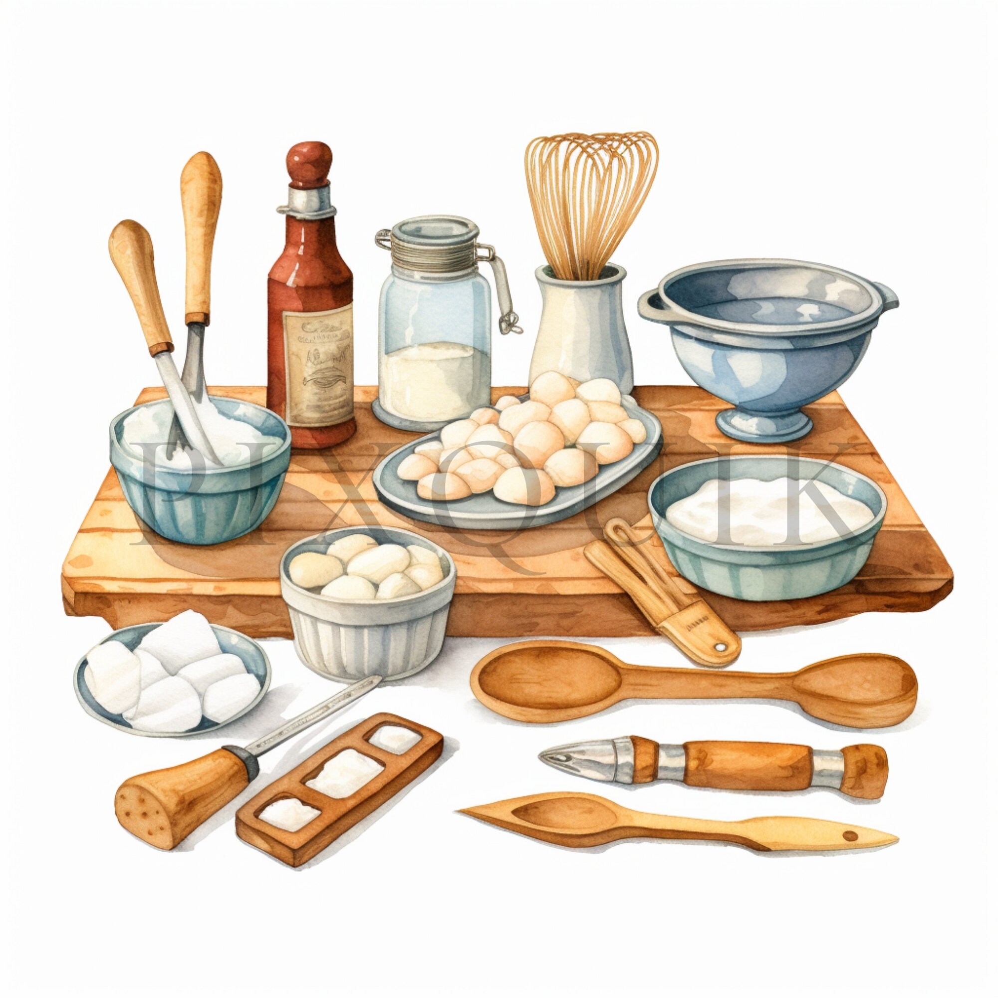 Watercolor Baking Clipart 10 High Quality Jpgs Digital Download Bakery ...