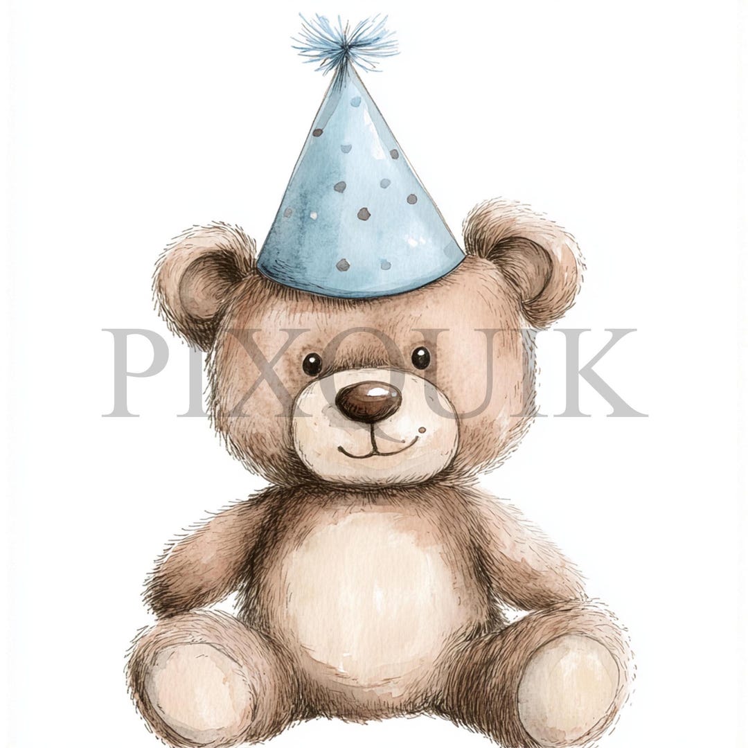 Teddy Bear With Party Hat Clipart | 10 Jpg's Files and PNG | Card ...