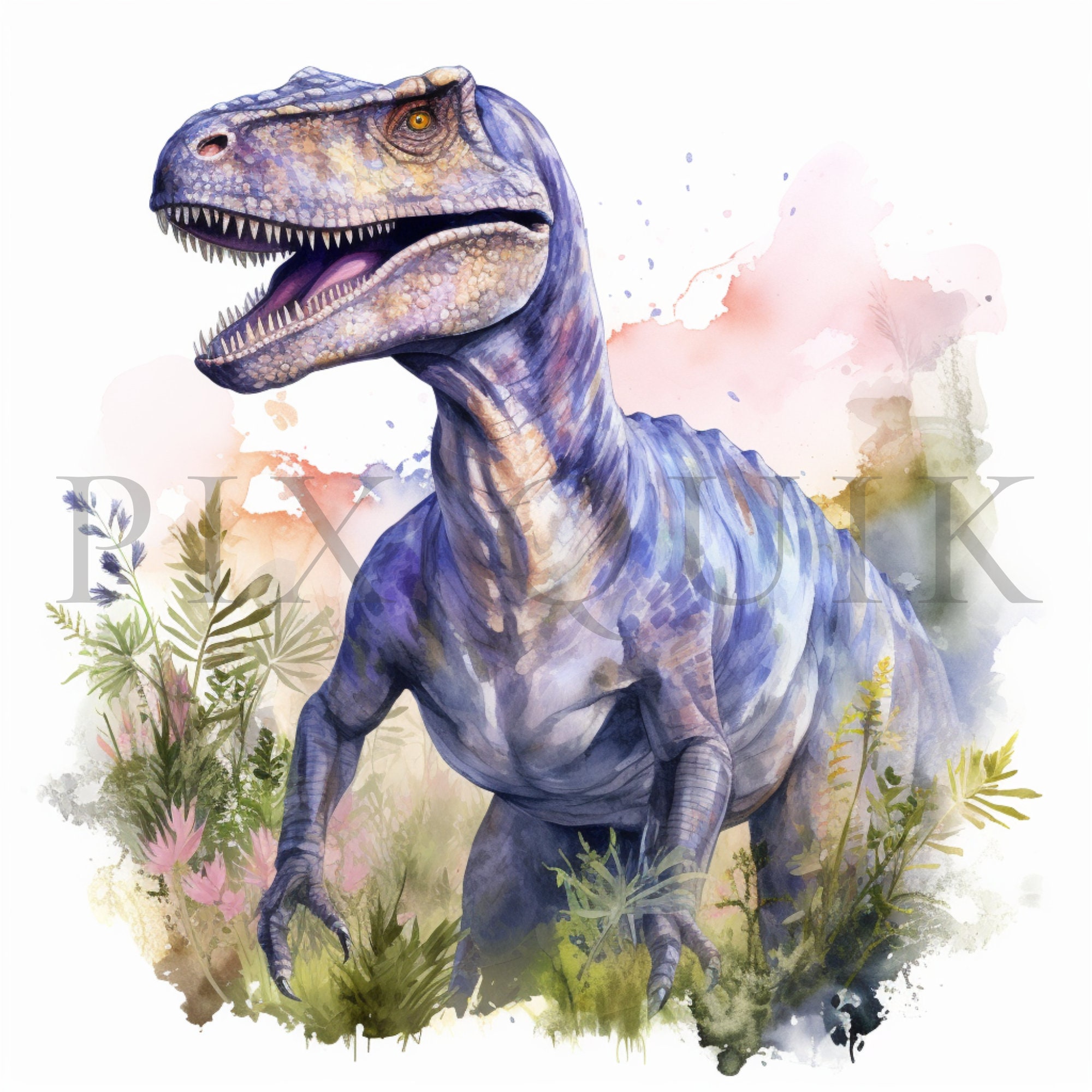 Watercolor Dinosaur Clipart 10 High Quality Jpgs Dinosaur Clipart Card ...