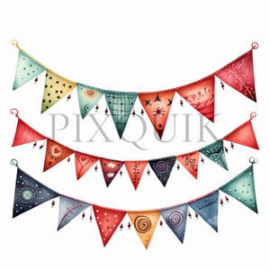Christmas Bunting Clipart | Festive Banner Designs (digital Download ...